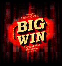 Winner retro big win congratulation banner Vector Image