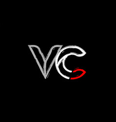 Grunge white red black alphabet letter c logo Vector Image