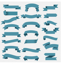 Blue ribbon banner satin glossy bow blank design Vector Image