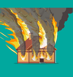 Firefighters and big fire Royalty Free Vector Image