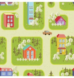 Cartoon map seamless pattern with houses and roads
