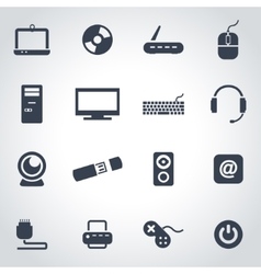 Computer hardware icons pc components Royalty Free Vector