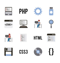 Program coding girl and boy web development Vector Image