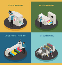 Printing house isometric set Royalty Free Vector Image