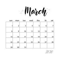 August monthly calendar for 2020 year Royalty Free Vector