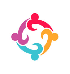 Four people holding hands group of people Vector Image