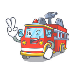 Two finger fire truck character cartoon Royalty Free Vector