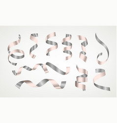 Big silver ribbons set Royalty Free Vector Image