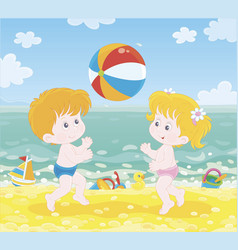 Children playing in water Royalty Free Vector Image
