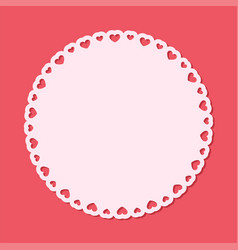 Round scalloped frame with hearts pattern pastel Vector Image