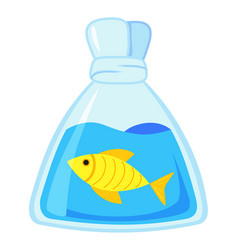 Colorful cartoon fish in plastic bag Royalty Free Vector