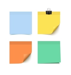 Notes colored sticky papers with pin clips memo Vector Image