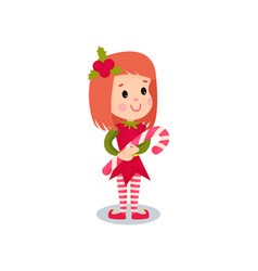 Cute little kids wearing christmas costumes set Vector Image