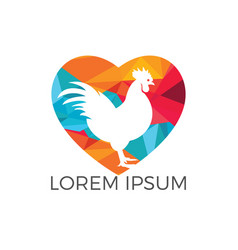 Rooster heart shape logo design Royalty Free Vector Image