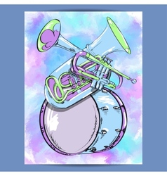 Jazz festival poster with wind instruments and mic