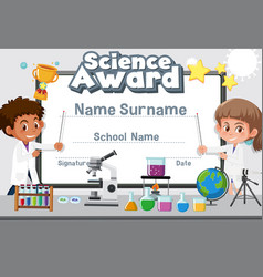 Certificate template design for science award Vector Image
