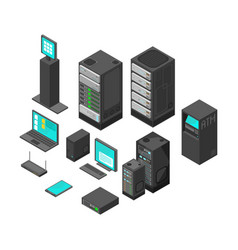 Server room isometric information technology Vector Image