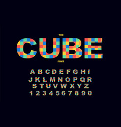 Stylized colorful 3d font edge alphabet letters Vector Image