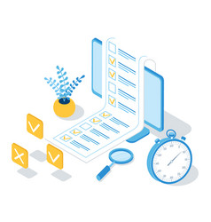 Concept online exam online testing Royalty Free Vector Image