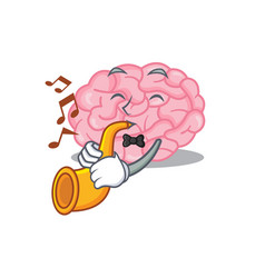 Listening music brain character cartoon mascot Vector Image