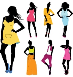 Beautiful fashion girl top model in summer dress Vector Image