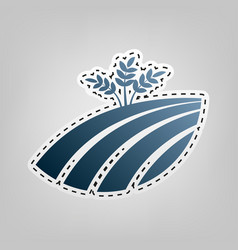 Wheat field sign blue icon with outline Royalty Free Vector