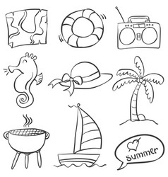 Hand draw object summer doodles Royalty Free Vector Image