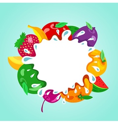 Big collection icons of fruit in a milk splash Vector Image