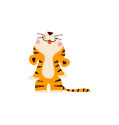 Kid in tiger costume number eight 8 Royalty Free Vector