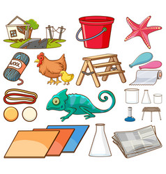 Large set different animals and other objects Vector Image