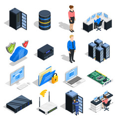 Data center icon set Royalty Free Vector Image