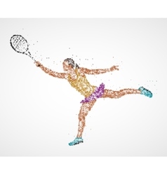 Abstract tennis player with a racket from splash Vector Image