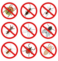 Pest and insect control icons set tick Royalty Free Vector