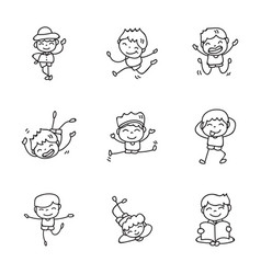 Hand drawing cartoon character happy kids Vector Image