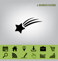 Meteor shower sign black icon at gray Royalty Free Vector