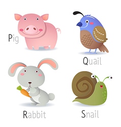 Alphabet with animals from p to s Royalty Free Vector Image