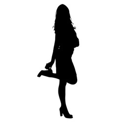 Woman is standing on one leg Royalty Free Vector Image