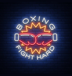 First round is a neon sign boxing round 1 Vector Image