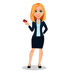 Business woman in office style clothes showing Vector Image