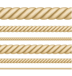 Set seamless ropes different thickness Royalty Free Vector