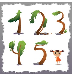 Number five with 5 bees flying in garden Vector Image