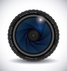 Black camera lens little open icon Royalty Free Vector Image