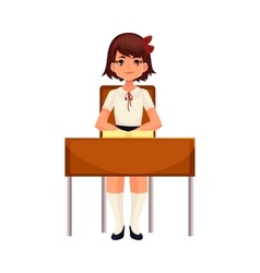 Cute little girl sitting at the desk Royalty Free Vector
