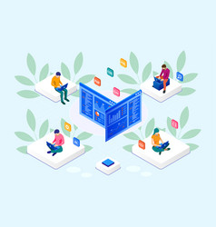 Isometric developing programming and coding Vector Image