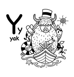 Alphabet isolated letter y-yak-yoghurt Royalty Free Vector