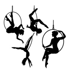 Pinup circus artist silhouette inkpen hooper Vector Image