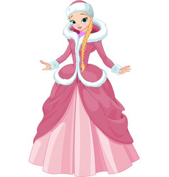 Beautiful red-haired princess in a blue ball gown Vector Image