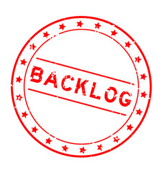Grunge blue backlog word with star icon round Vector Image