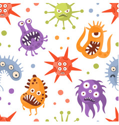 Seamless texture with bacterias and germs Vector Image