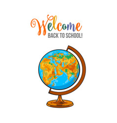 Welcome back to school poster with clock globe Vector Image